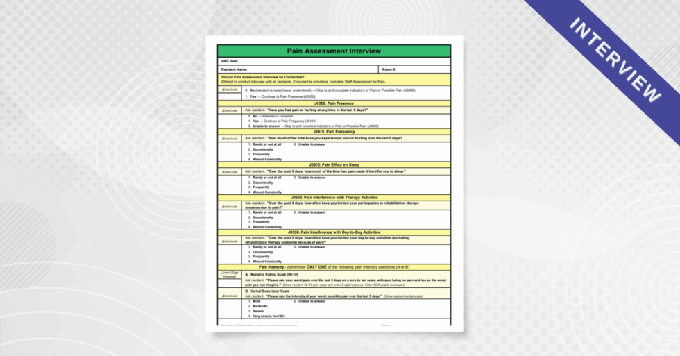 Pain Assessment Interview | My MDS Expert